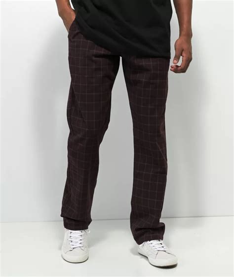 Brixton Choice Brown Plaid Chino Pants
