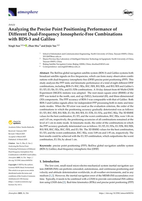 Pdf Analyzing The Precise Point Positioning Performance Of Different Dual Frequency