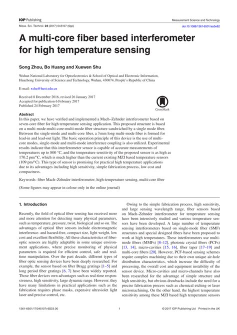 A Multi Core Fiber Based Interferometer For High Temperature Sensing