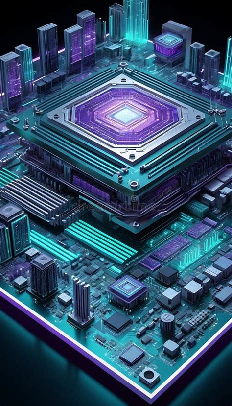 Futuristic Nano Tech Computer Isometric View Stock Illustration