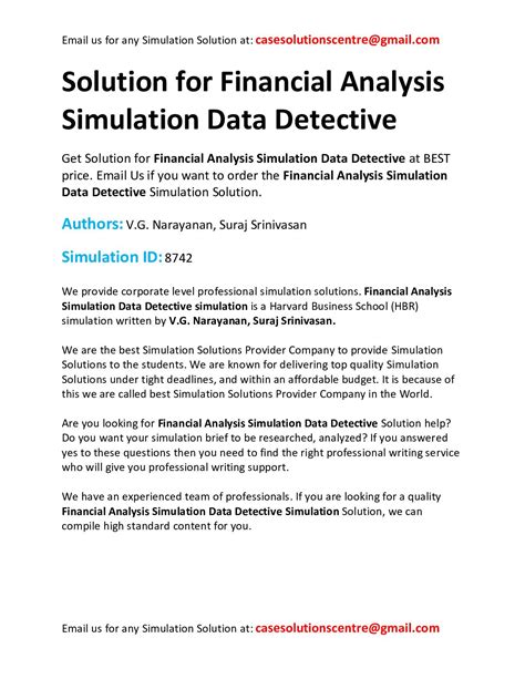 calaméo solution for financial analysis simulation data detective