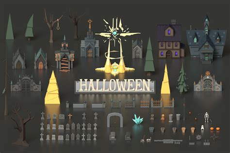 Low Poly Fantasy Scary Creepy Dark Halloween 3d Asset Pack 3d Fantasy