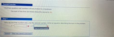 Solved Tutorial Exercise Find Two Positive Real Numbers