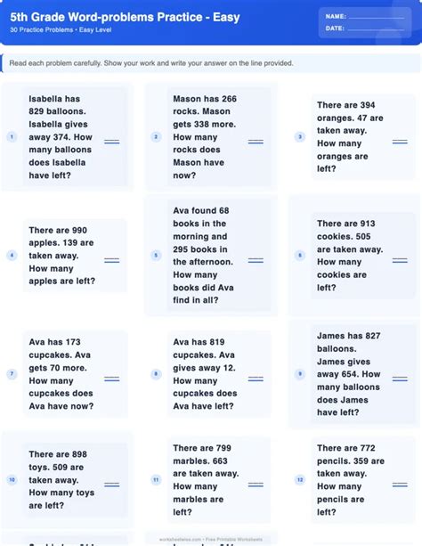 5th Grade Math Worksheets Worksheetwise