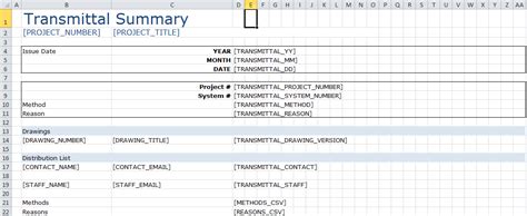 Transmittal Ms Excel® Template