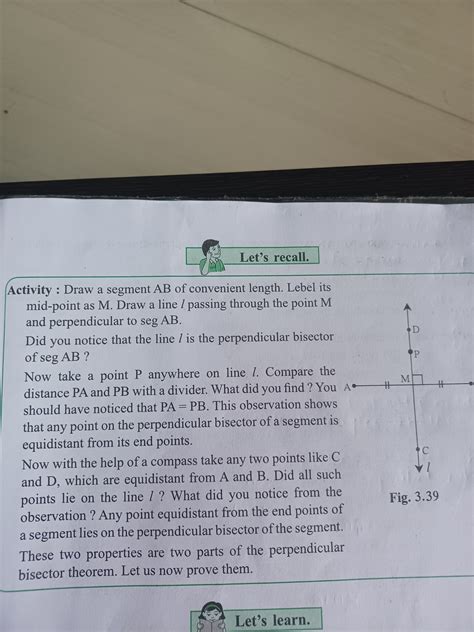 Activity Perpendicular Bisector Theorem Draw A Segment Ab Of Convenient