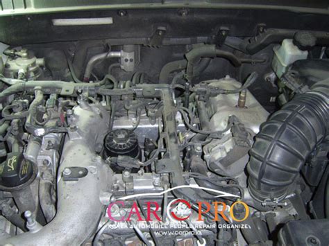 베라크루즈 엔진오일누유 발생 엔진오일필터 하우징 어셈블리 교환으로 해결 베라크루즈 카프로샵