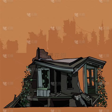 常春藤房屋簇叶从生的平衡折角灯古老的化石矢量图像建筑失事