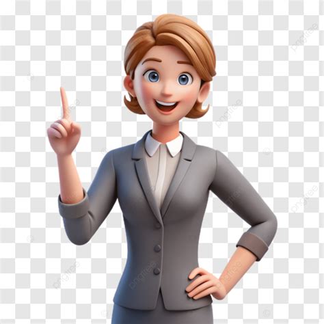 3d 만화 그림에서 아이디어나 영감을 상징하는 손가락을 가리키는 젊은 사업가 비즈니스 우먼 어린 아이디어 Png 일러스트 및 이미지 에 대한 무료 다운로드 Pngtree