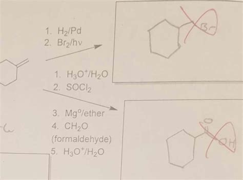 Solved 1. H2/Pd 2. Br2/hv 1. H3O/H20 2. SOCI 3. Mg/ether 4. | Chegg.com
