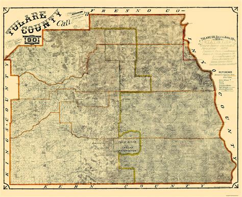 Historic County Map Tulare County California Britton 1901 28 13