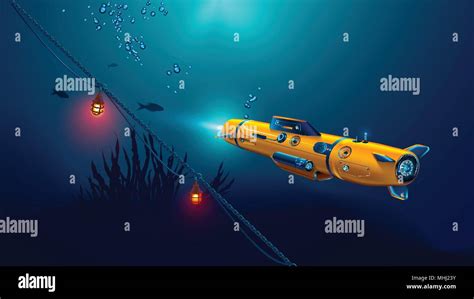Autonomous Underwater Drone Or Robot With Camera Exploration Seabed Seabed Underwater And Rays