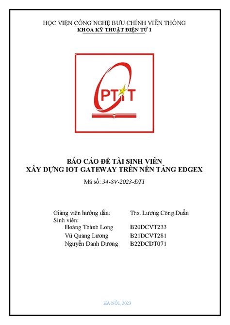 Edgex Foundry Iot Framework HÀ NỘi 2023 HỌc ViỆn CÔng NghỆ BƯu