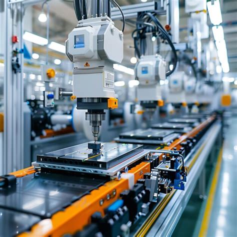 Modern Automated Factory With Robotic Arms On Assembly Line Premium Ai Generated Image
