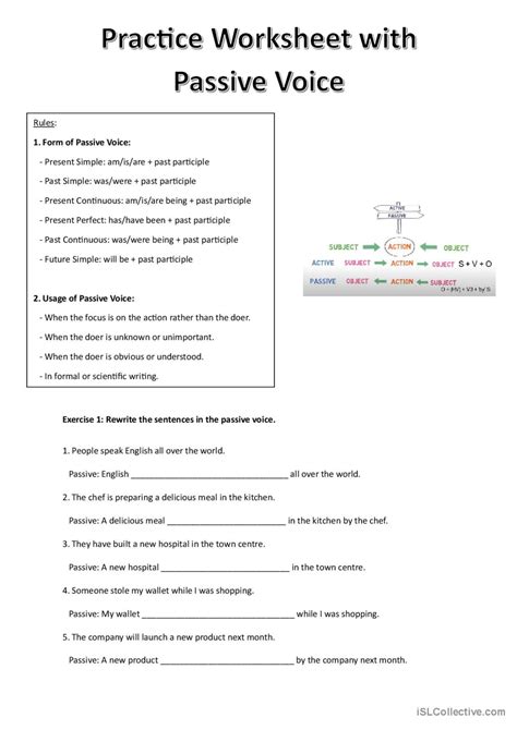 Practice Worksheet With Passive Voic English Esl Worksheets Pdf And Doc