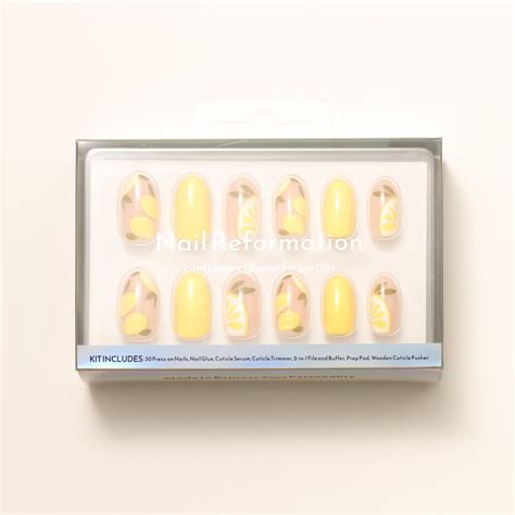 Lemon Twist Short Round Press Ons Nail Reformation