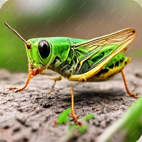 A Green Grasshopper With The Word Insect On Its Side Premium Ai