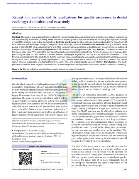 Pdf Repeat Film Analysis And Its Implications For Quality Assurance