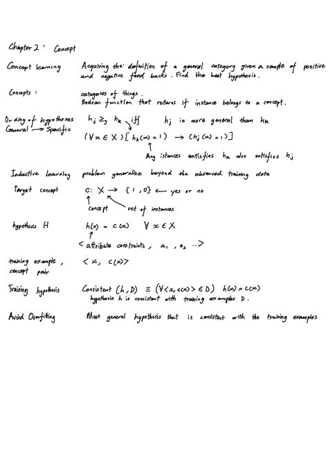 Machine Learning Hand Written Notes Chapter 2 Concept Concept And Concepts Categories