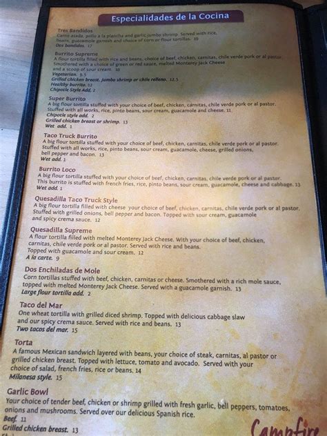 Menu At Las Casuelas Pub And Bar Manteca