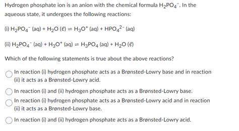 Solved Hydrogen Phosphate Ion Is An Anion With The Chemical