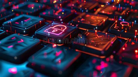 abstract digital keyboard with a glowing padlock symbol representing