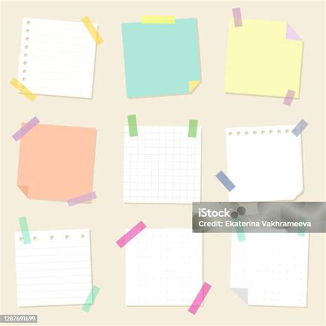 메모용지 한 세트입니다 알림 용지의 사각형 시트의 컬렉션 벡터격리 메모장에 대한 스톡 벡터 아트 및 기타 이미지 메모장 노트 접착식 메모지 Istock