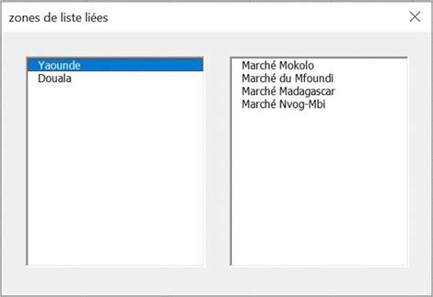 Les zones de liste ListBox liées dans un formulaire personnalisé ou Userform Excel VBA