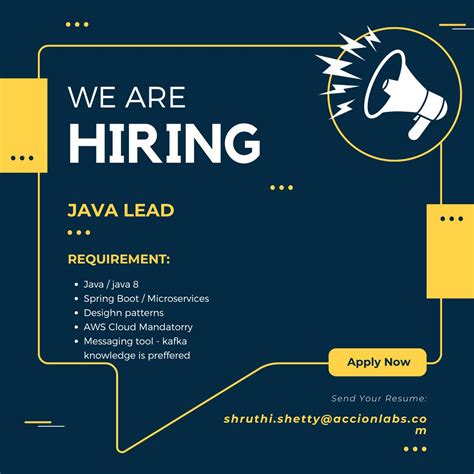Shruthi J Shetty On Linkedin Accion Labs Hiring For Role Java Lead Exp 7 Yrs Location