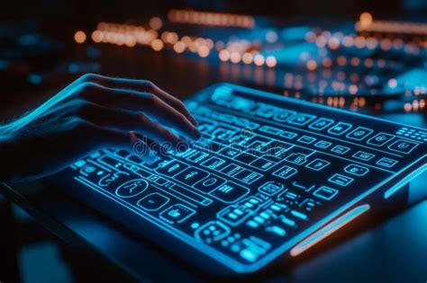 Futuristic Digital Workspace Keyboard Coding Programmer Cyber