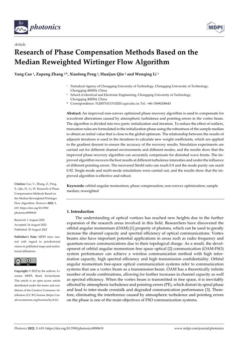 Pdf Research Of Phase Compensation Methods Based On The Median