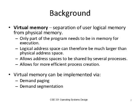 virtual memory background demand paging page replacement algorithms