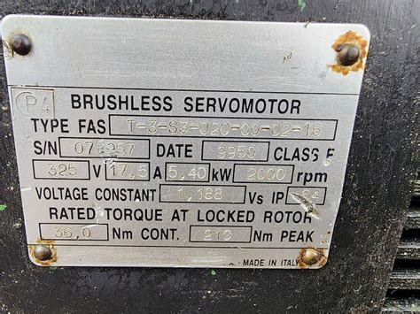 Used Vickers T 3 S3 020 00 02 16 Brushless Servo Motor Needs New