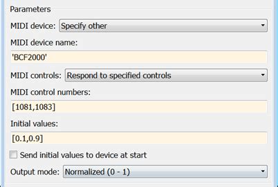 Output Values From MIDI Control Surface MATLAB Simulink