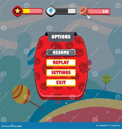 Game Ui Menu Application Mobile App Stock Vector Illustration Of Game Sign