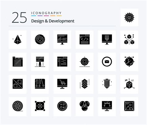 Free Vector Design Development 25 Solid Glyph Icon Pack Including Web