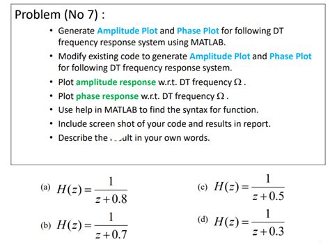 Solved Problem No Generate Amplitude Plot And Phase Chegg