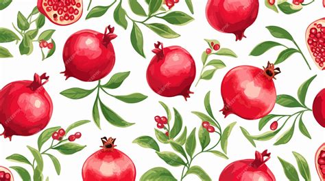 Vibrant Pomegranate Seamless Pattern For Design Projects Premium Ai