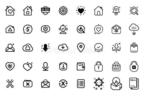 Minimalistic Icon Set For Web And App Design Clean Line Art Collection For Ui Ux Stock Vector