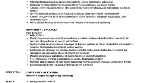 Biomedical Engineering Student Resume Biomedical Engineer Resume
