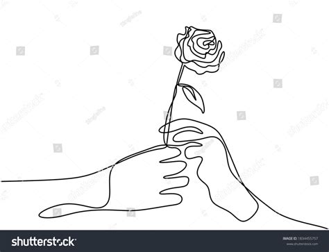 Hand Giving Flower Continuous One Line Stock Vector Royalty Free