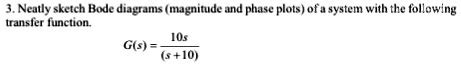 Neatly Sketch Bode Diagrams Magnitude And Phase Plots Of A System With The Following