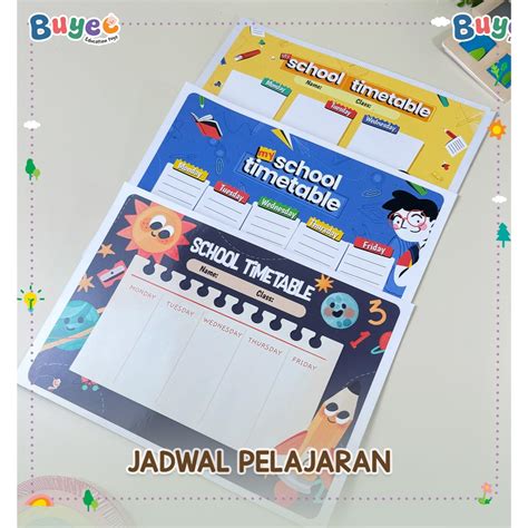 Jual Buyeet Jadwal Pelajaran School Planner School Timetable Wipe And Clean Free Spidol