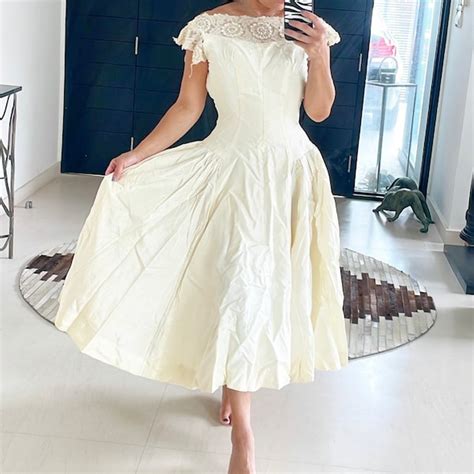 Tea Length White Dress Etsy
