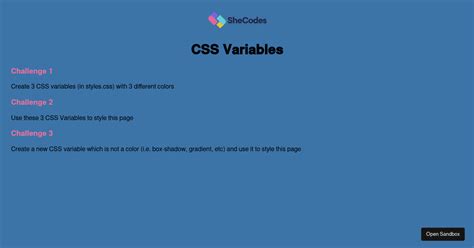 Css Variables Challenge Forked Codesandbox