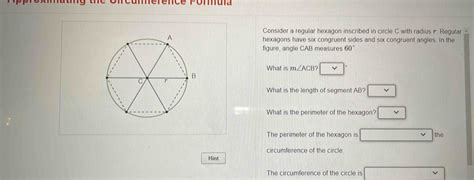 solved merence formuía consider a regular hexagon inscribed in circle
