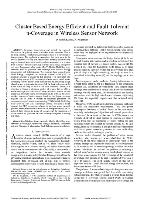 pdf cluster based energy efficient and fault tolerant in wireless