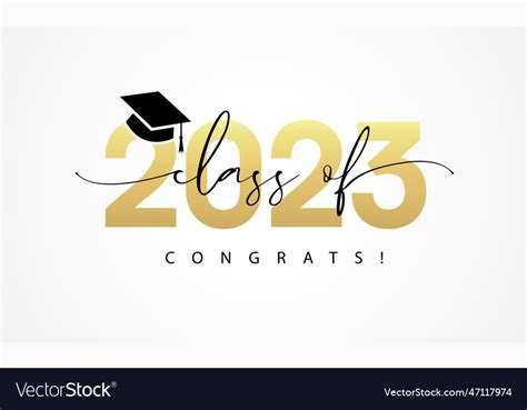 Class Of 2023 Word Lettering Script Royalty Free Vector