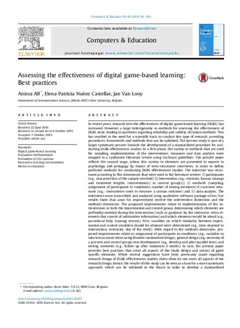 pdf assessing the effectiveness of digital game based learning best