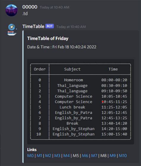 Github 0xsirawittimetable Timetable Discord Bot